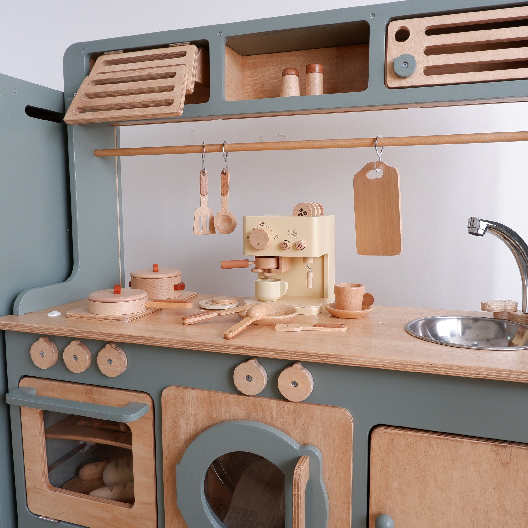 New Wooden Play Kitchen With Microwave and Hood | KidsWoodStore – Kids ...