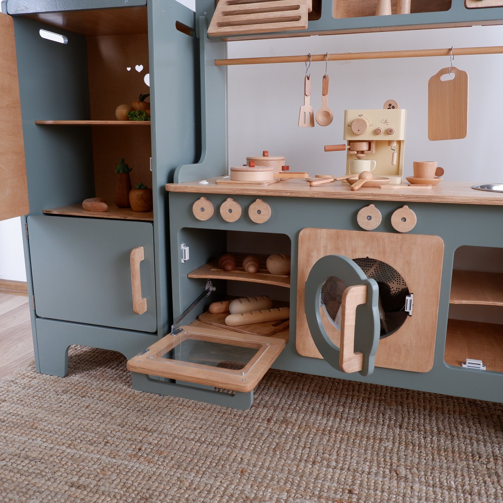New Wooden Play Kitchen With Microwave and Hood | KidsWoodStore – Kids ...