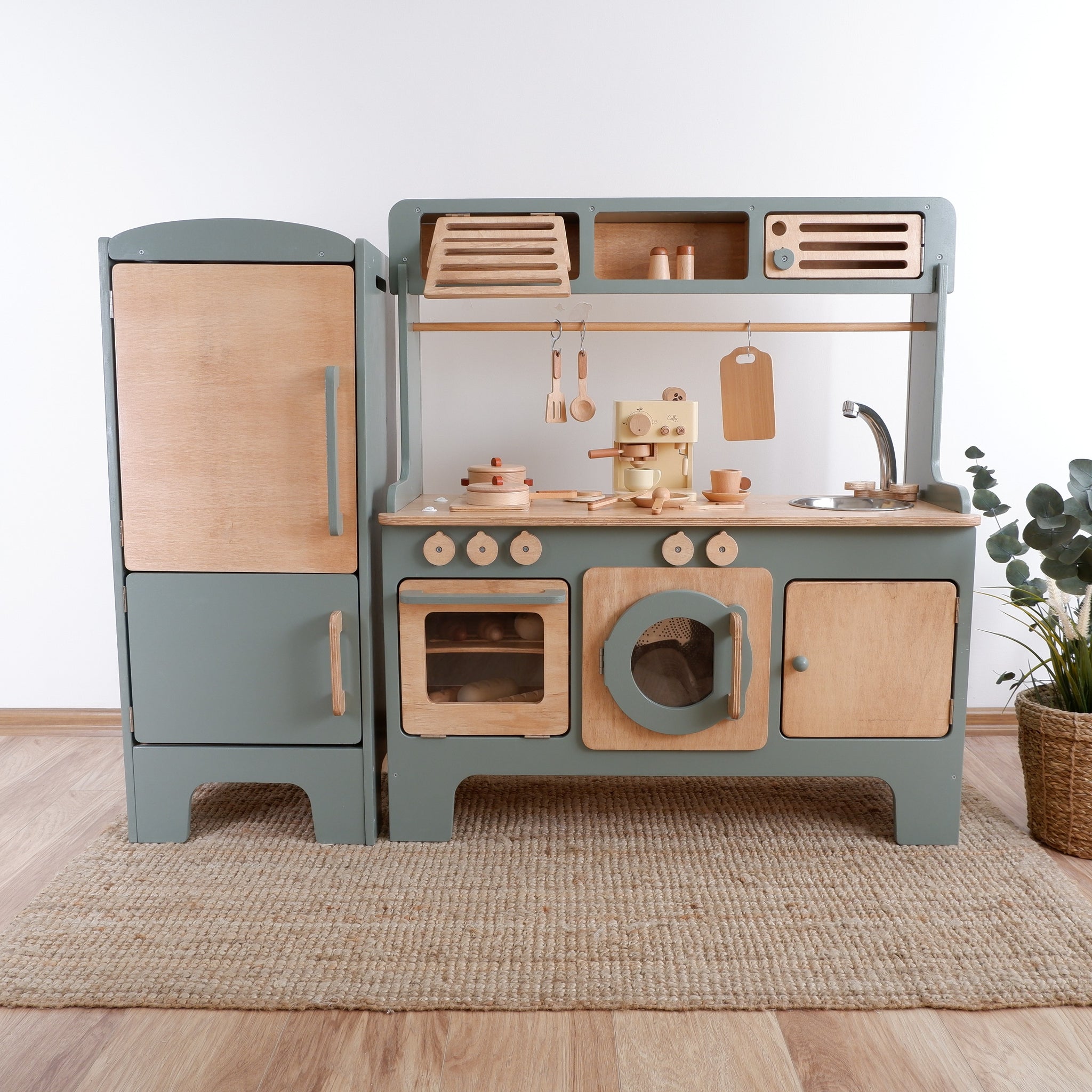 New Wooden Play Kitchen With Microwave and Hood | KidsWoodStore – Kids ...
